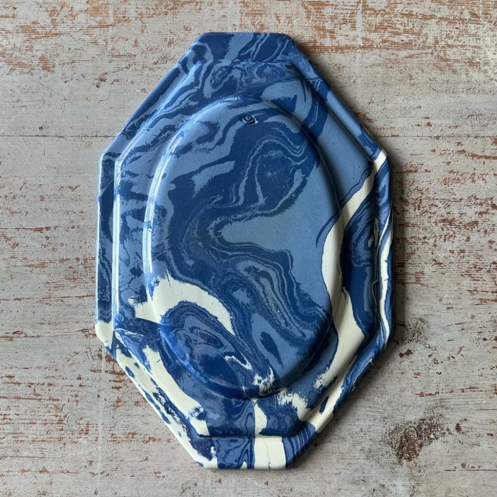 Blue Marbled Octagonal Platter - Large - Get The Gusto