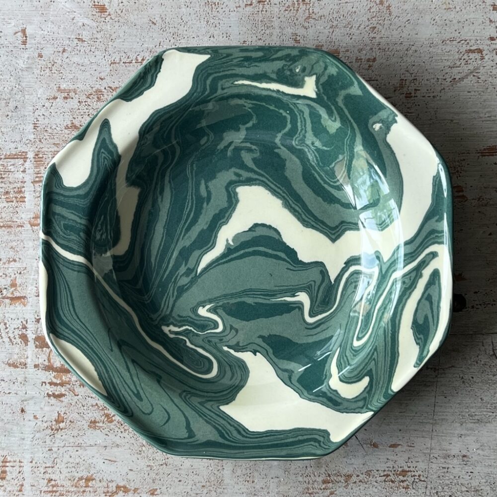 Set of 6 Green Marbled Dessert Plates - Casa Gusto