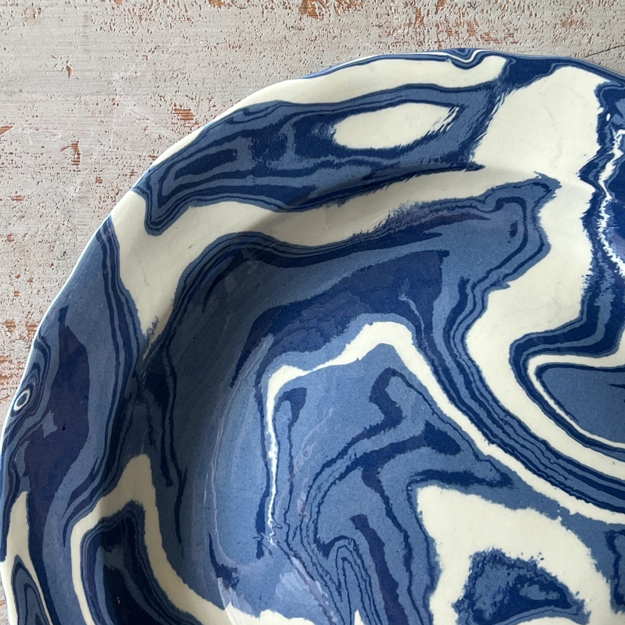 Set of 6 Blue Marbled Dinner/Charger Plates - Casa Gusto