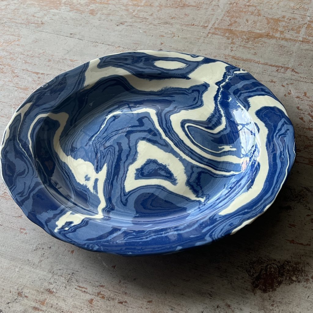 Set of 6 Blue Marbled Dinner/Charger Plates - Get The Gusto