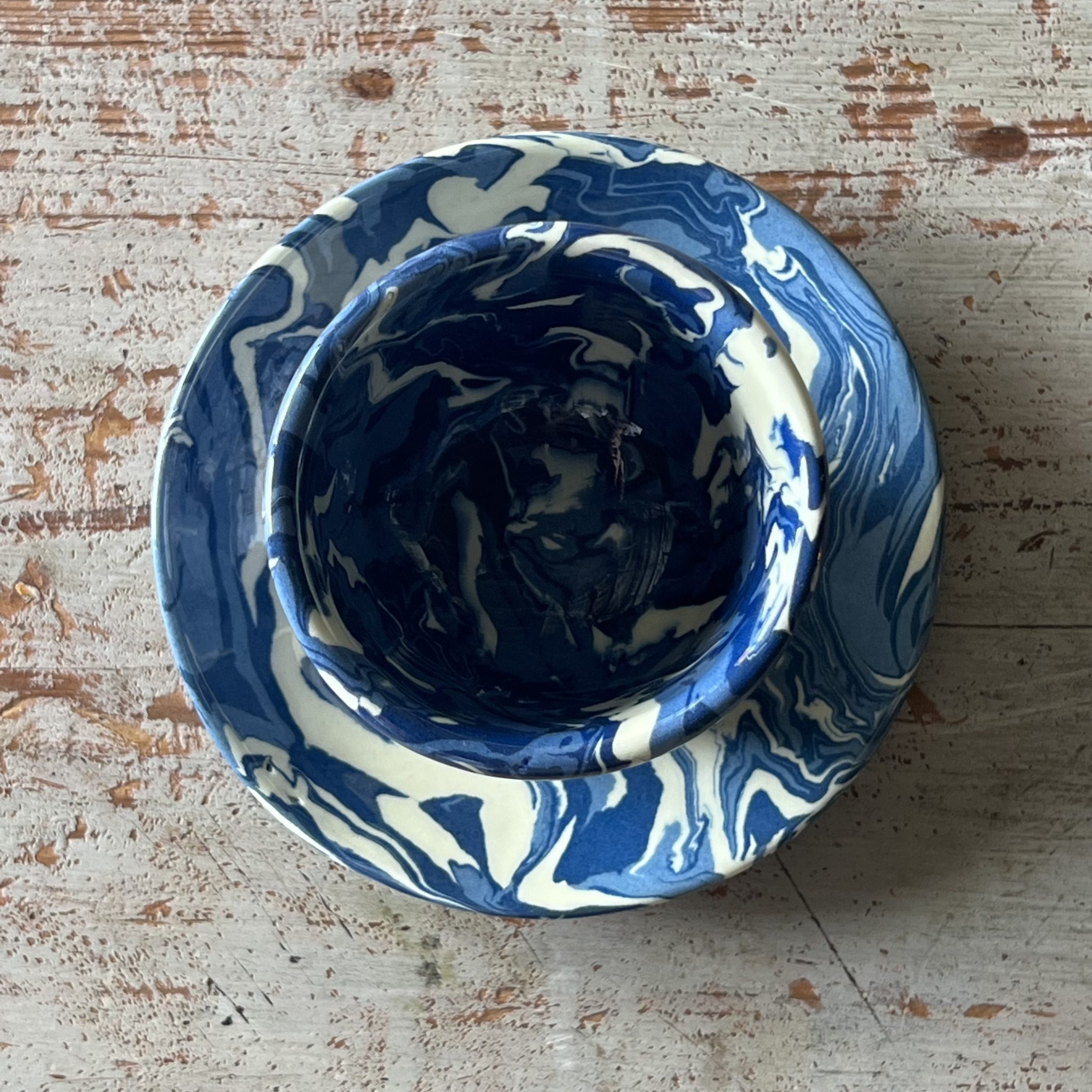 Set of 4 Blue Marbled Espresso Cups - Casa Gusto