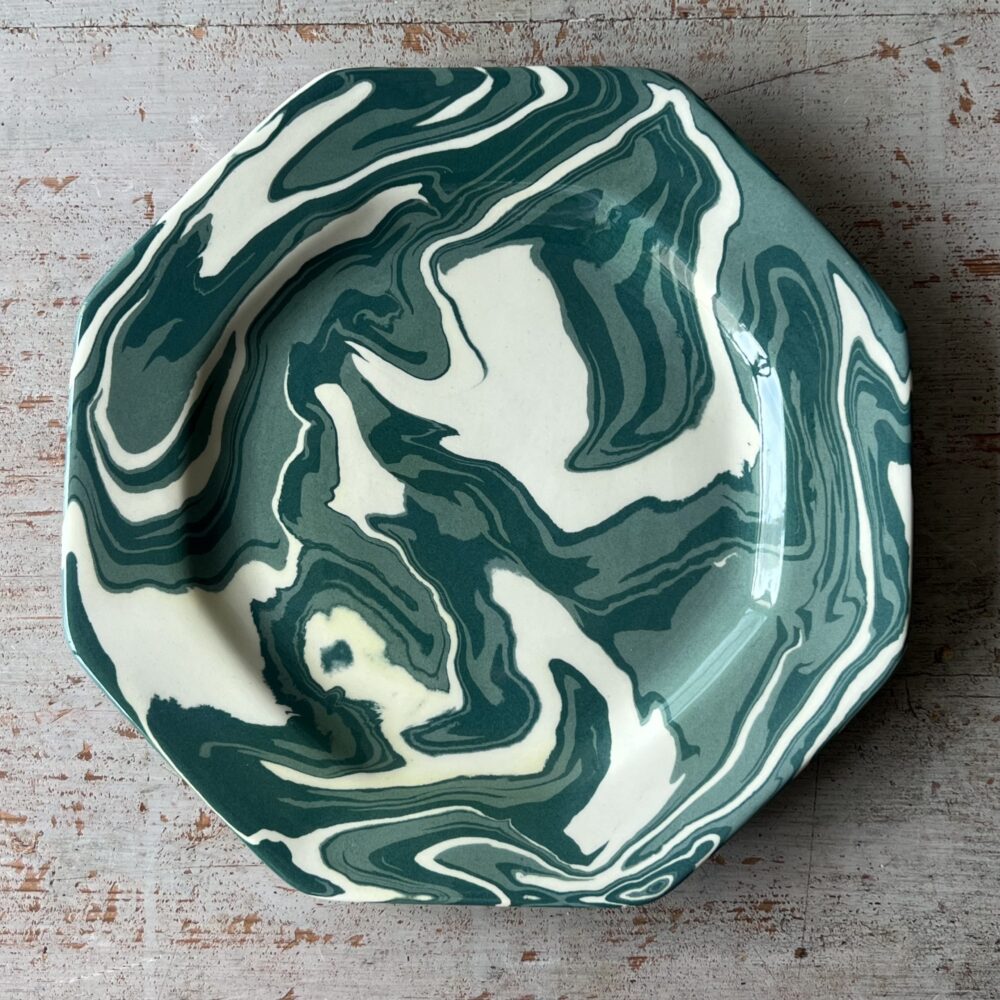 Set of 6 Green Marbled Salad Plates - Casa Gusto