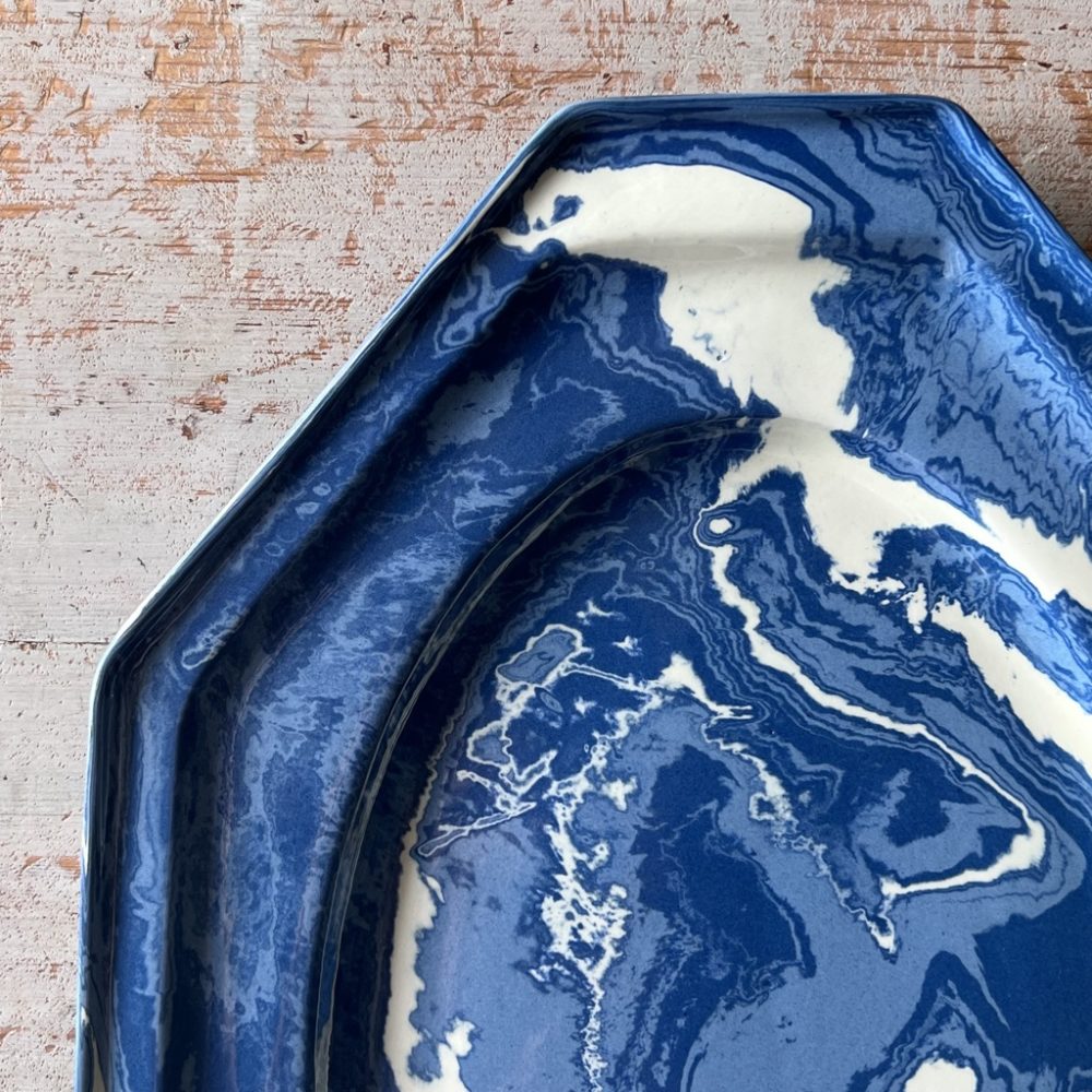 Blue Marbled Octagonal Platter - Large - Get The Gusto