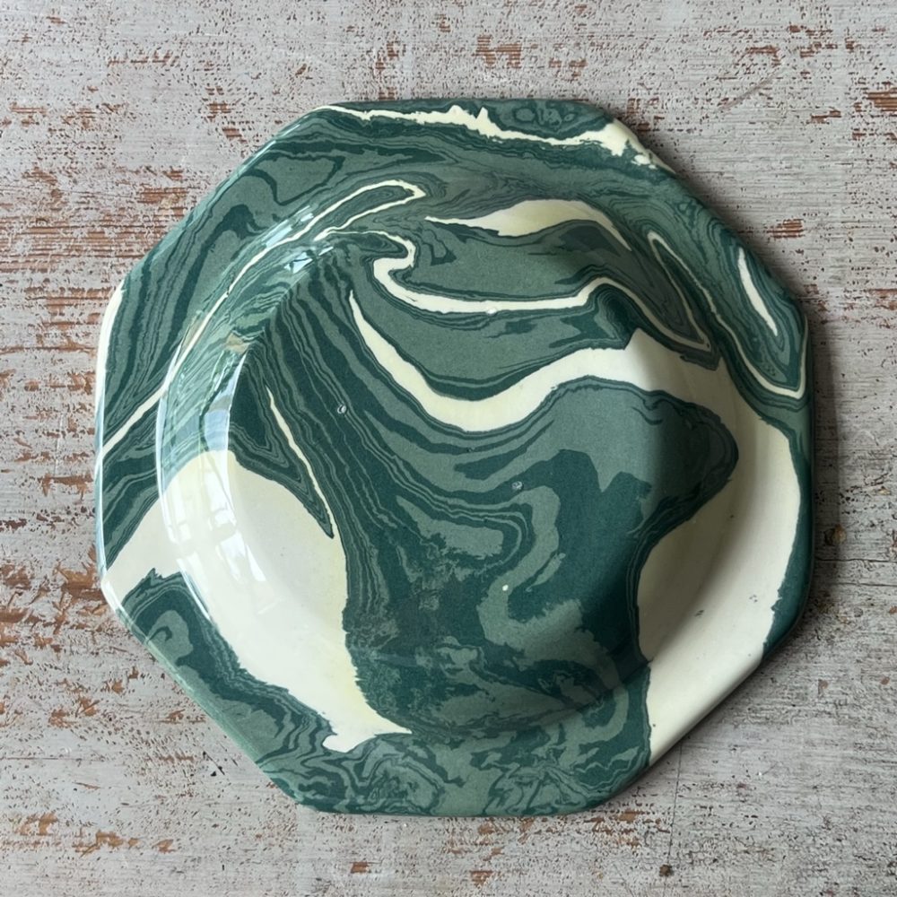 Set of 6 Green Marbled Dessert Plates - Casa Gusto