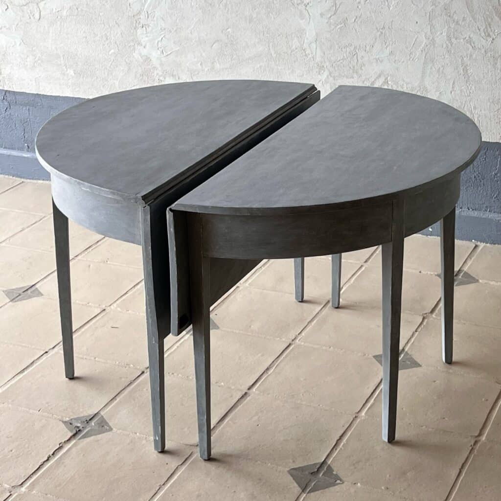 Pair of Gusto Painted Swedish Demilune Dropleaf Tables - Casa Gusto