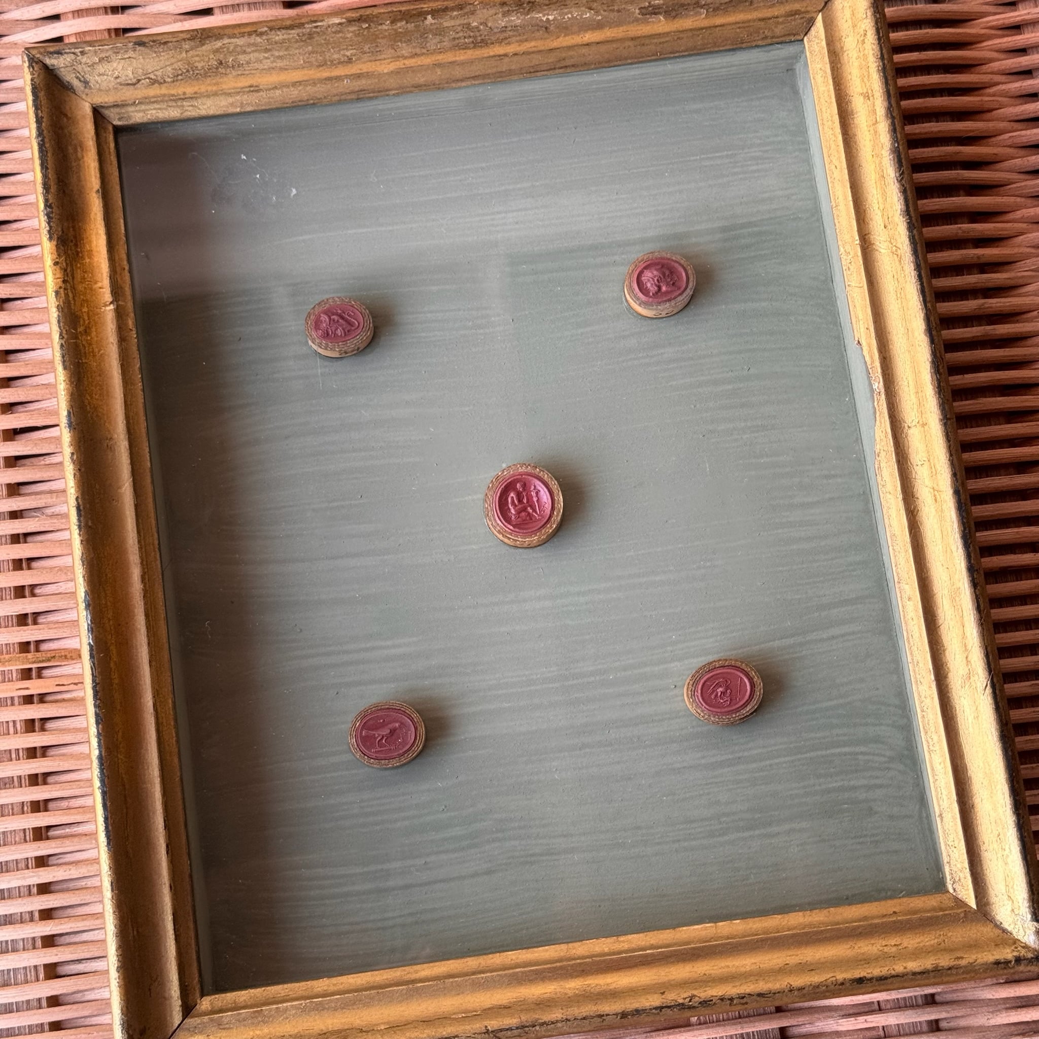 19th C. Framed Italian Plaster & Wax Intaglios from Weston Hall Circa ...