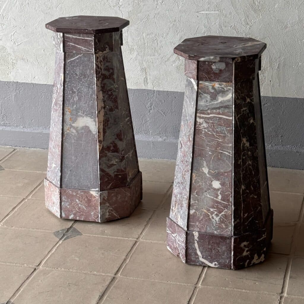 Pair of Marble Octagonal Pedestals - Casa Gusto