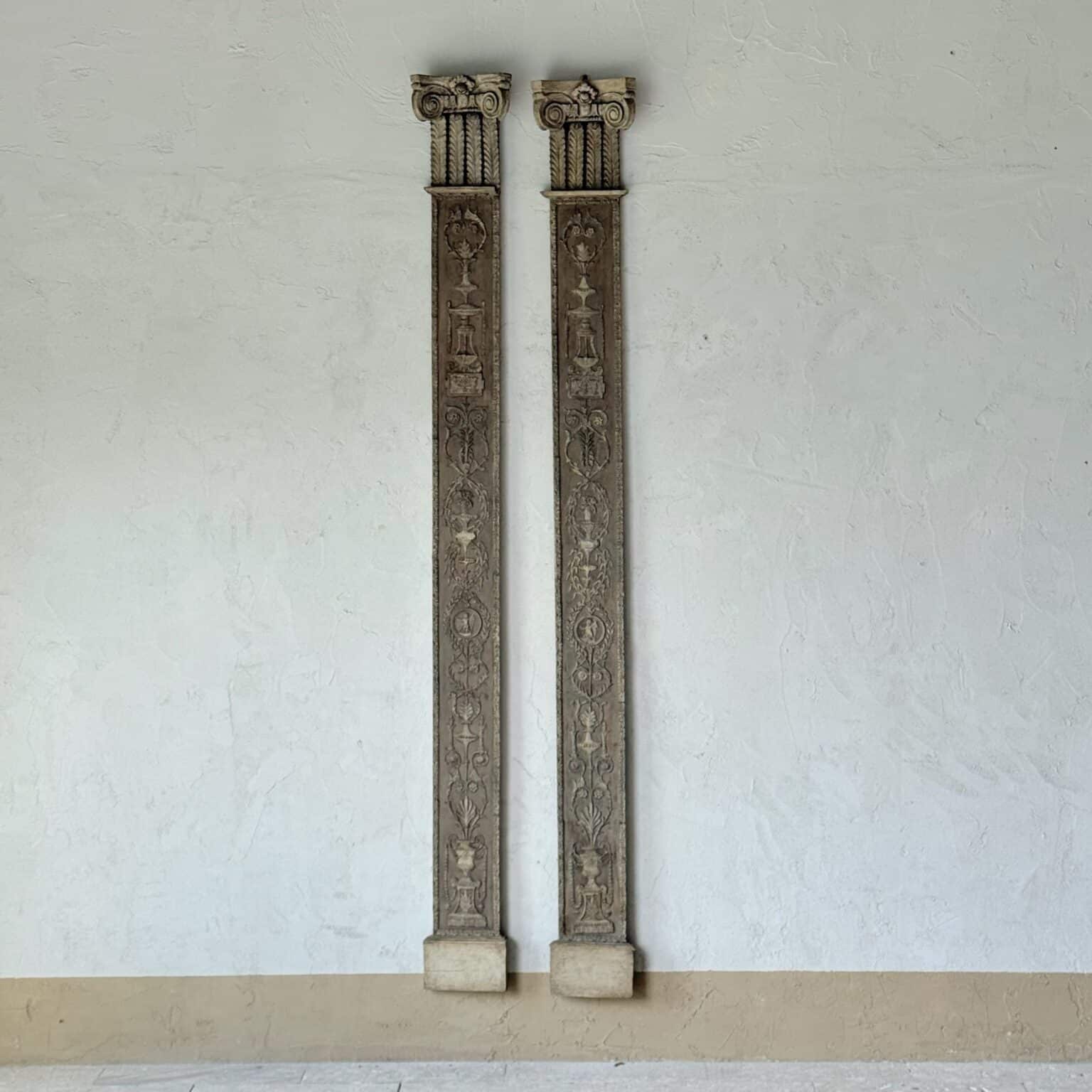 Pair of Early 19th C. English Carved Wood & Gesso Pilasters from ...