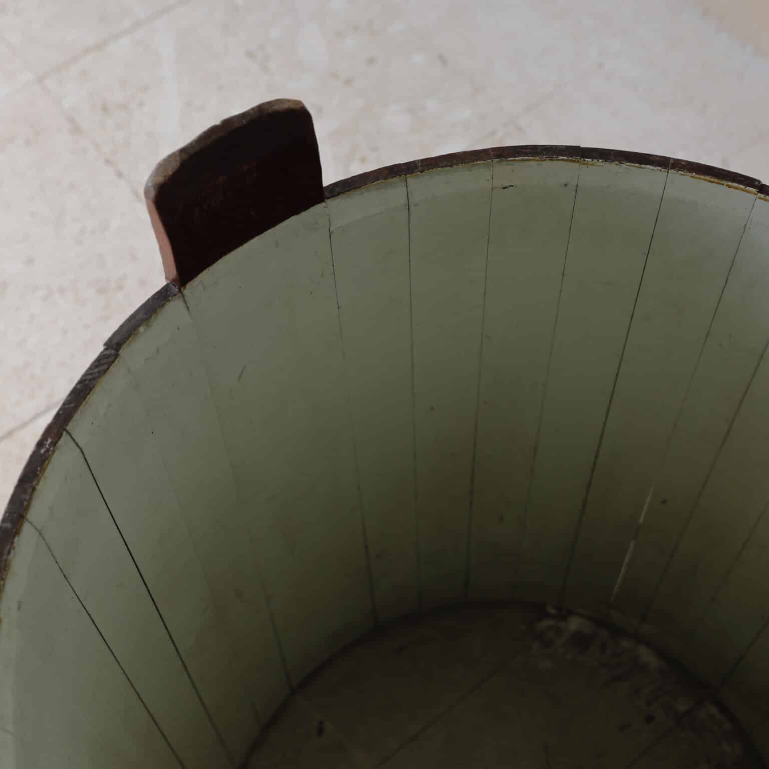 Large 20th C. Coppered Log Bin Barrel with Handles - Casa Gusto