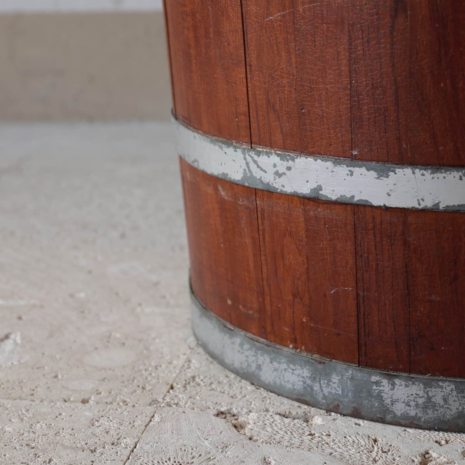Large 20th C. Coppered Log Bin Barrel with Handles - Casa Gusto