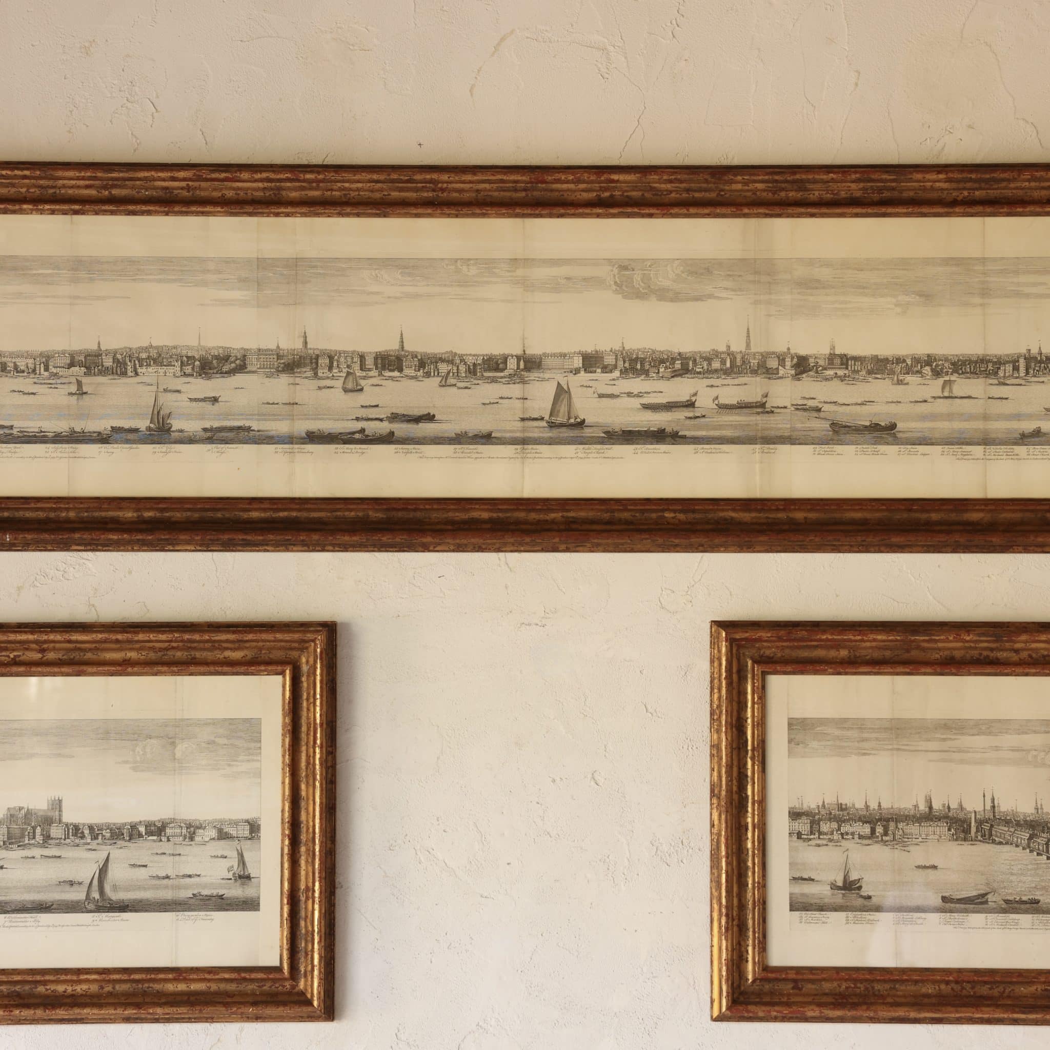 Rare Remarkably Long 18th C. Triptych Panorama of London - Casa Gusto